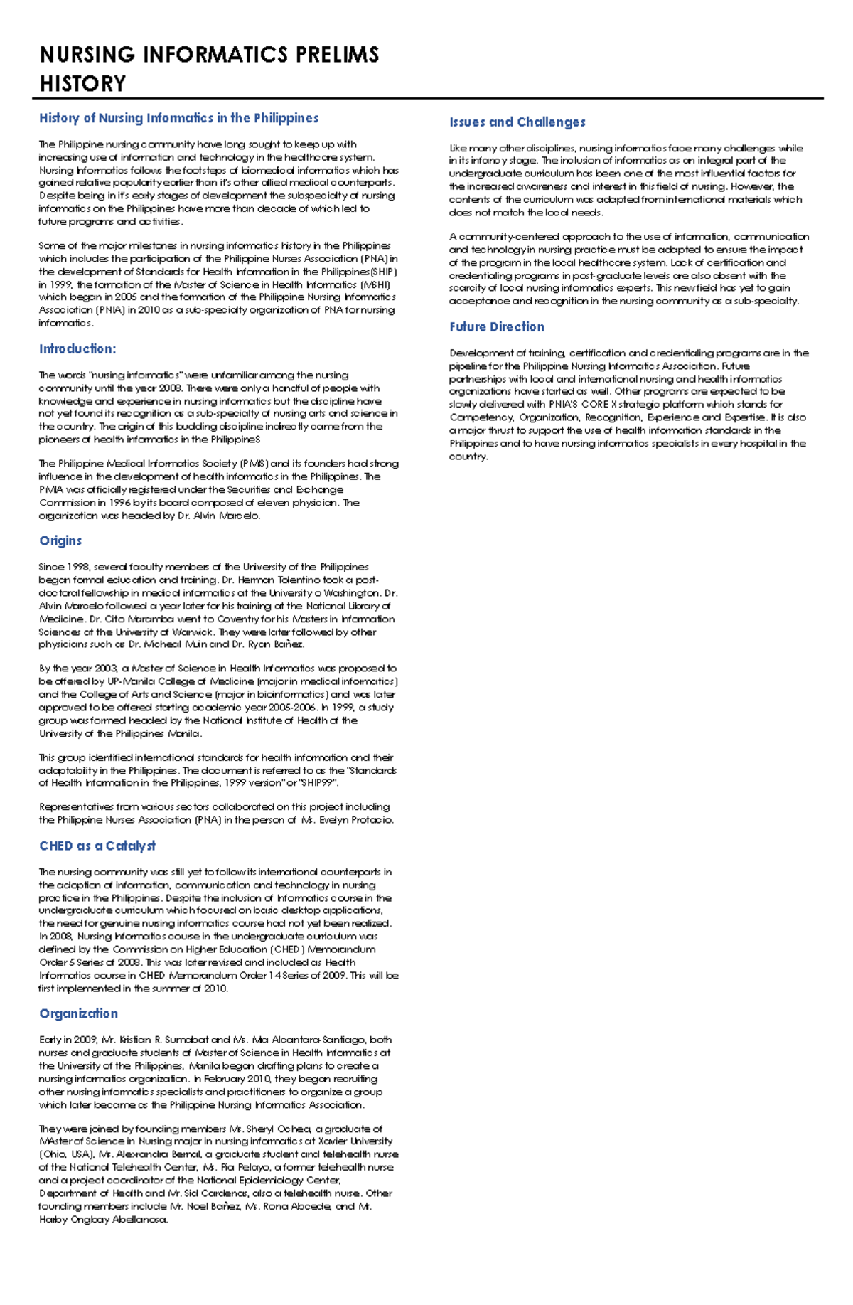 Nursing Informatics History in the Philippines: A Prelims Overview ...