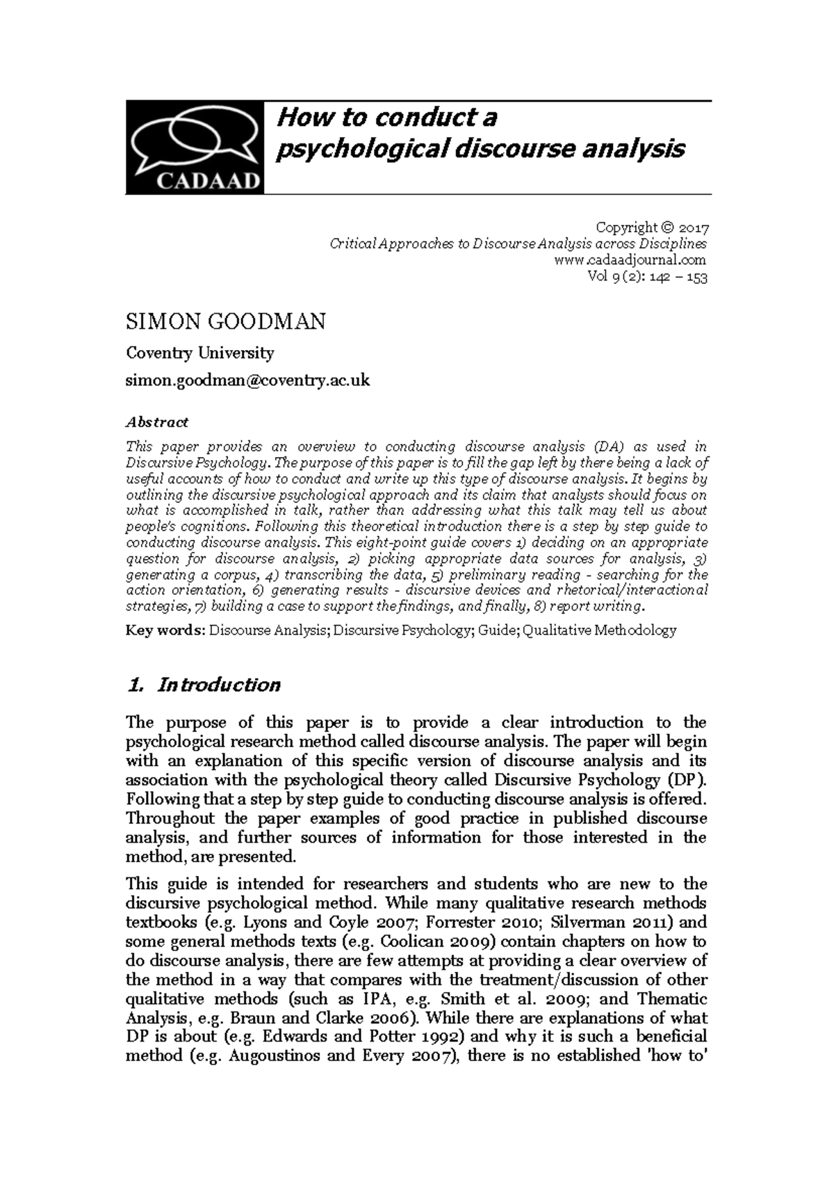 How to conduct a psychological discourse analysis - How to conduct a ...
