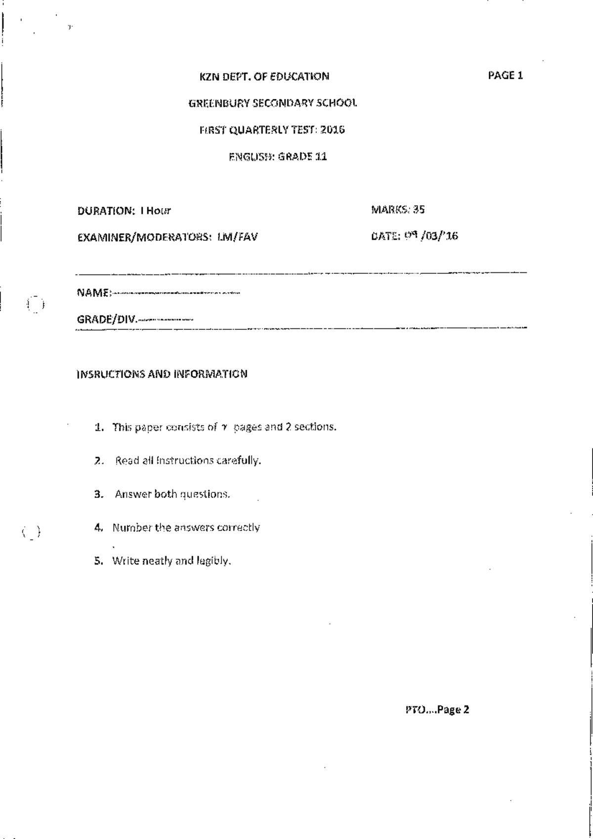 Grade 11 Physical Sciences November 2023 Exam Paper 2 & Memo - Studocu