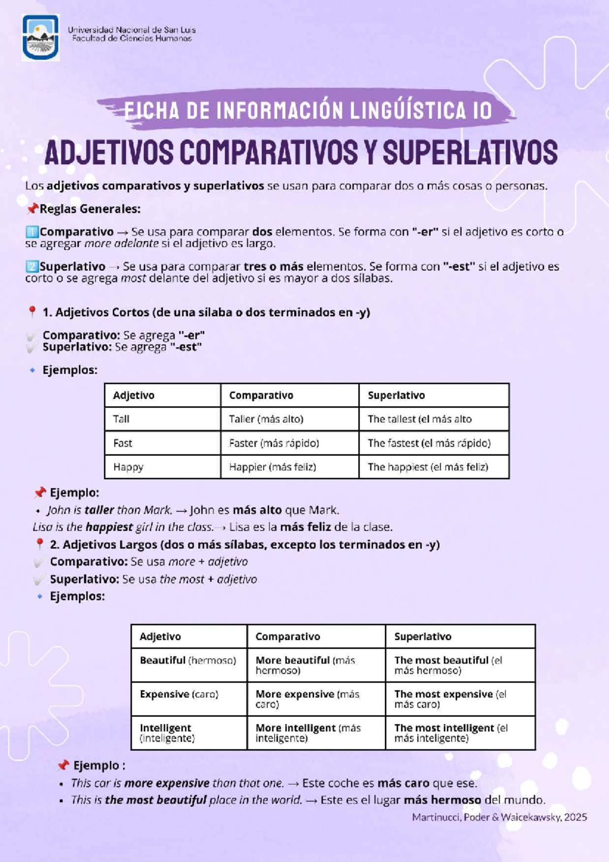 Ficha 10 - Adjetivos comparativos y superlativos en español - Studocu