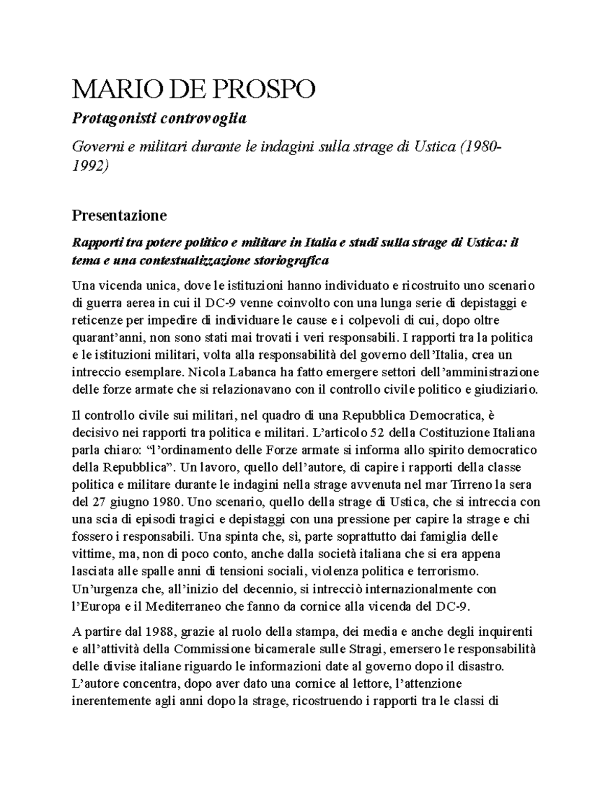 Mario DE Prospo - Riassunto Storia contemporanea - MARIO DE PROSPO ...