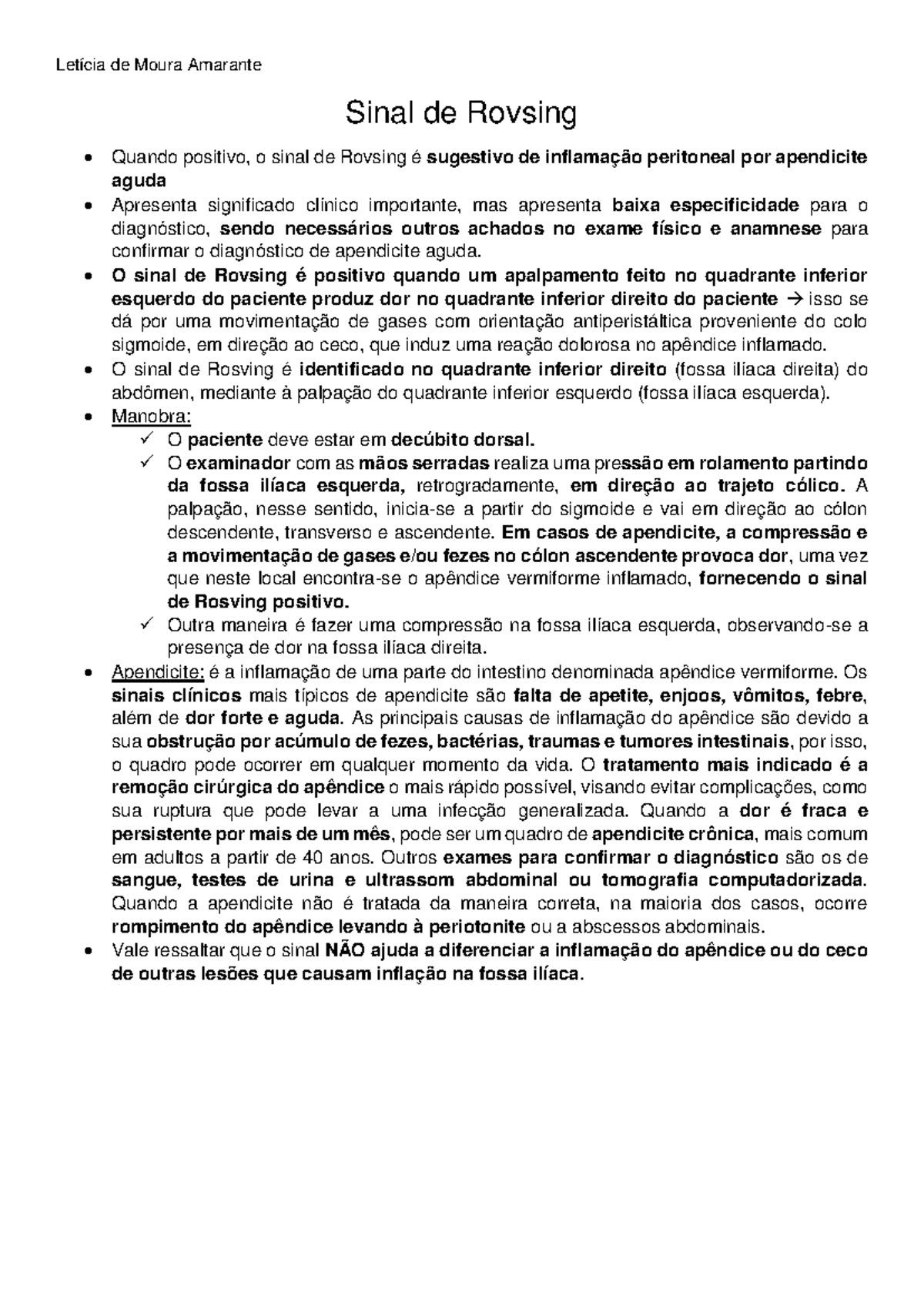 Sinal de Rovsing - O sinal de Rovsing é positivo quando um apalpamento ...