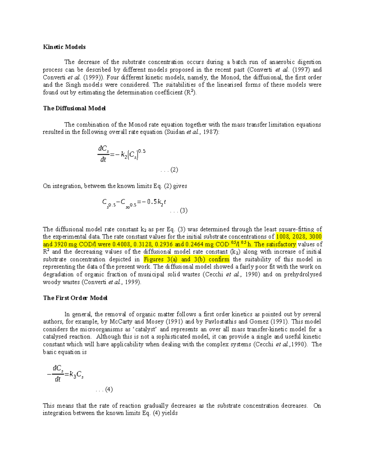 Kinetic Models in Anaerobic Digestion: A Comparative Study - Studocu