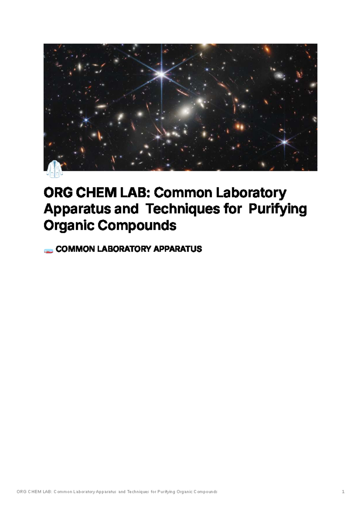 ORG CHEM LAB: Common Laboratory Apparatus Overview - Studocu