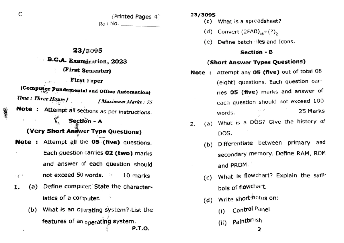 Bca 1 sem principles of management 3097 2023 - C (Printed Pages 4) What ...