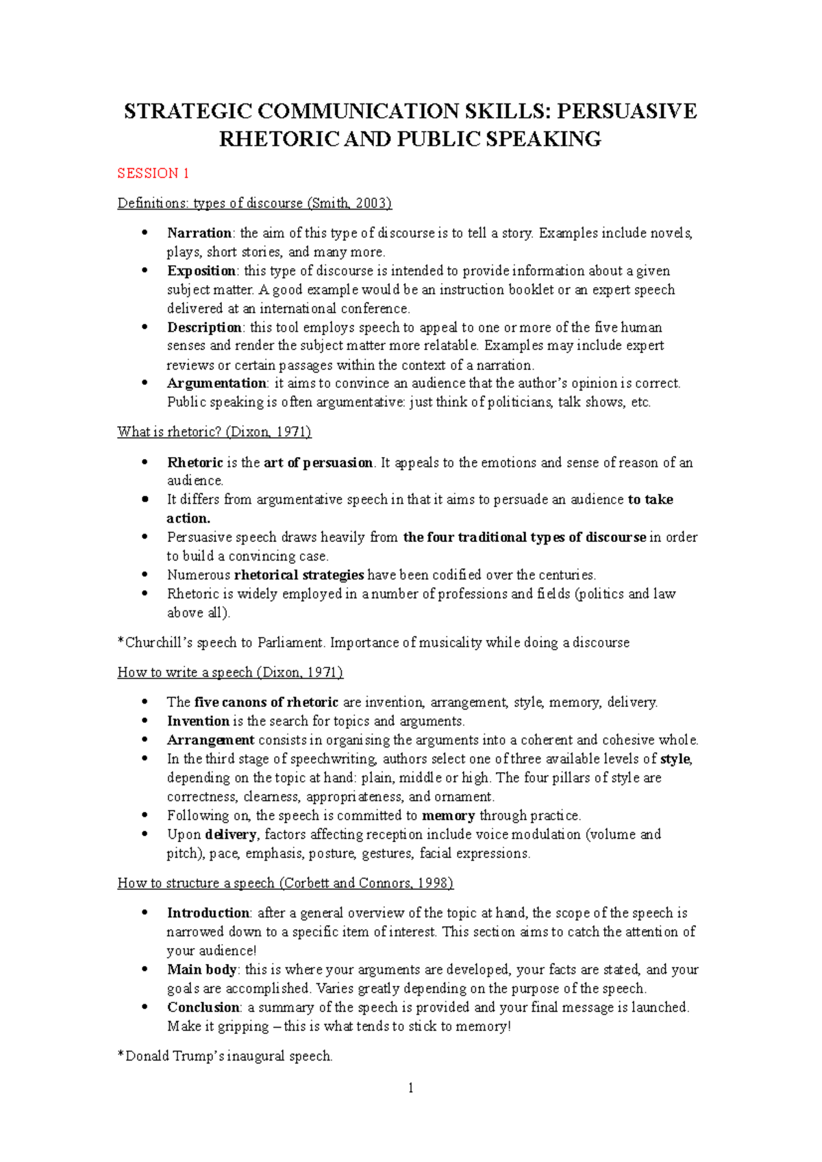 STRATEGIC COMMUNICATION SKILLS: PERSUASIVE RHETORIC SESSIONS 1-6 - Studocu