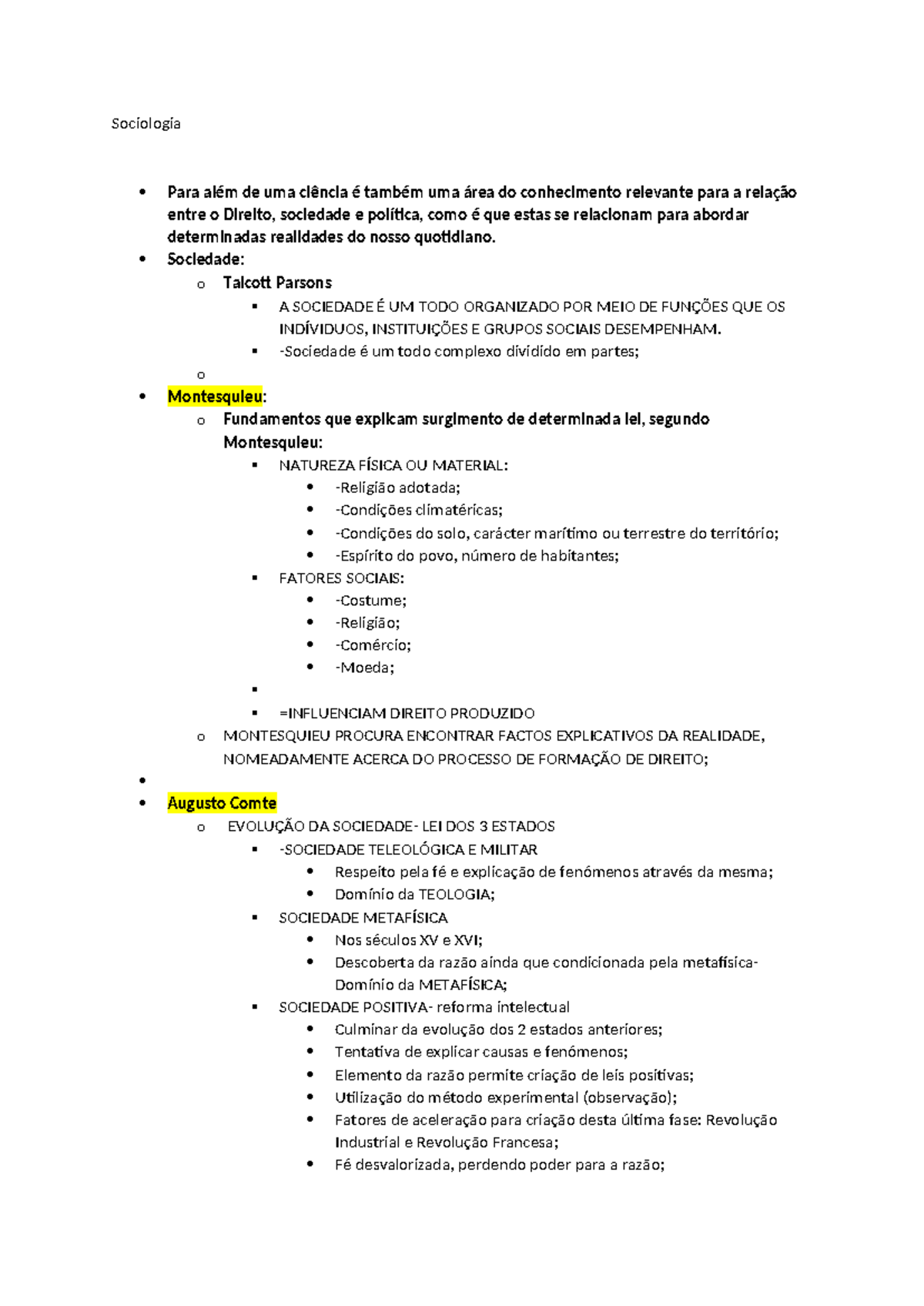Sociologia e Direito: Resumos e Apontamentos (Sociologia 101) - Studocu