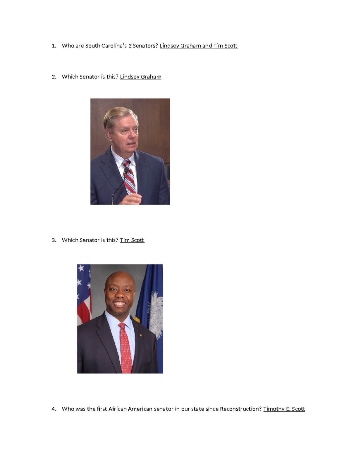 SC Senator Overview: Lindsey Graham & Tim Scott Insights - Studocu