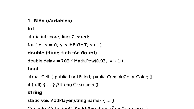 Code Tham Khảo - Biến và Mảng trong Lập Trình (CS101) - Studocu
