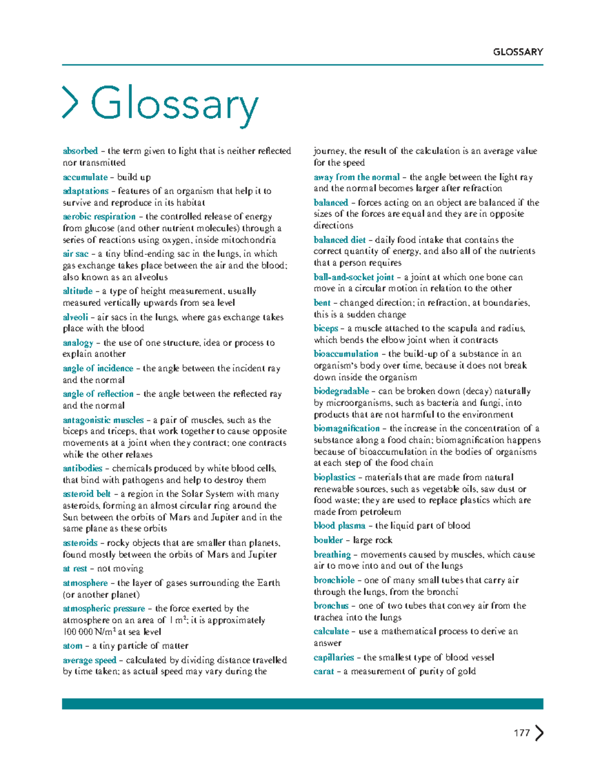 Cambridge Lower Secondary Science 8: Comprehensive Glossary - Studocu