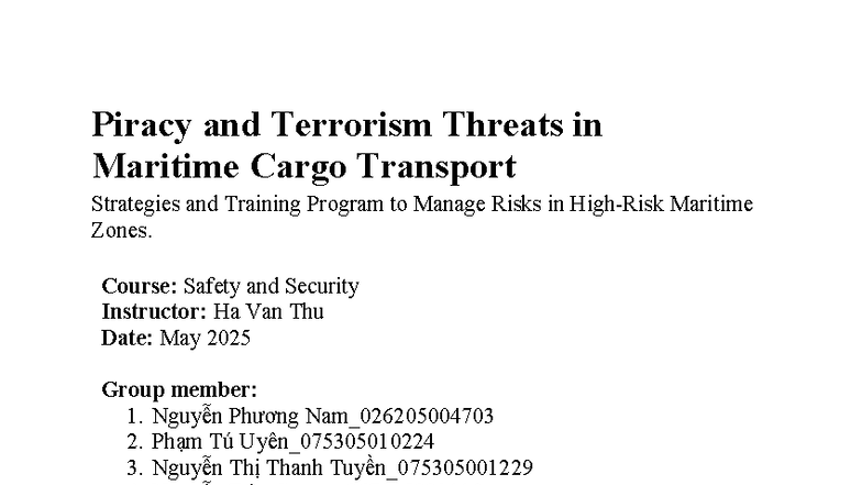 Maritime Security Strategies: Managing Piracy & Terrorism Risks (SS ...