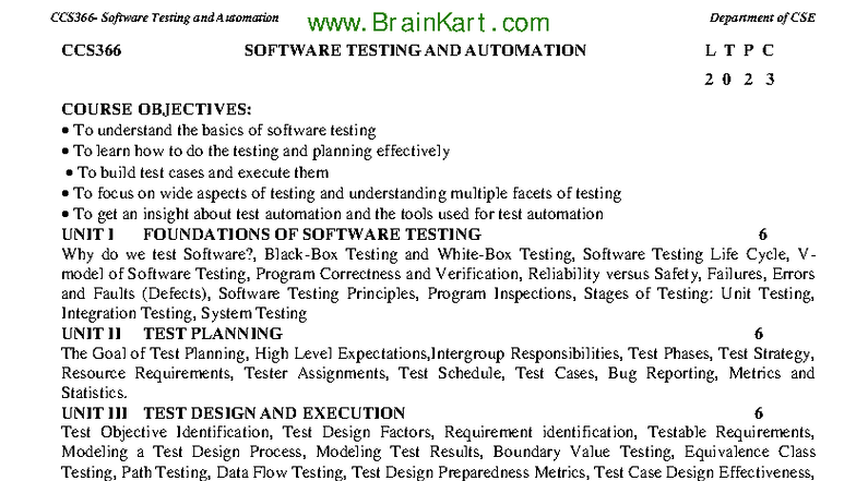 Software Testing and Automation - CCS366 - Comprehensive Question Bank ...
