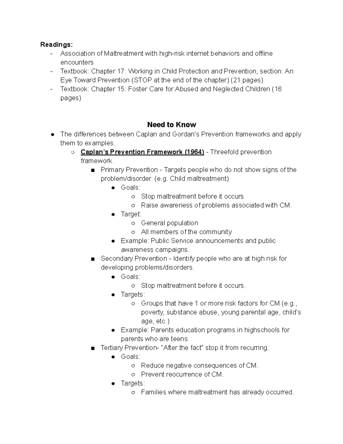 Final Quiz Review: Child Protection and Prevention Strategies (CPS 101 ...