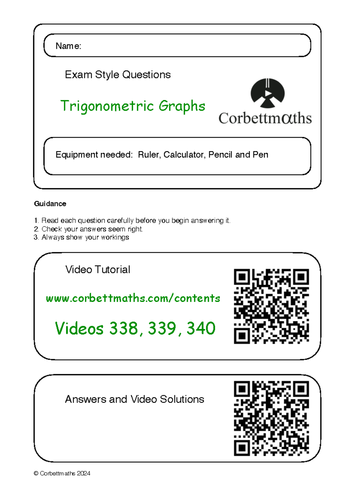 Trigonometric Graphs Exam Style Questions (MATH101) - Studocu