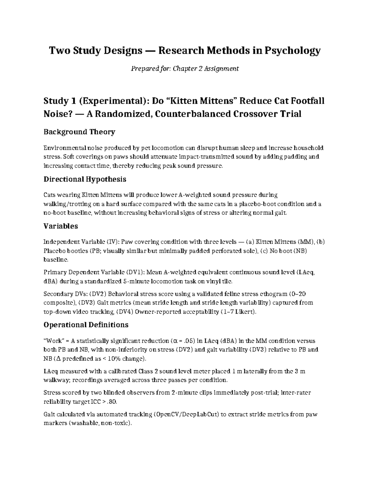 Two Study Designs in Psych Methods: Exp. & Correlational Analysis - Studocu