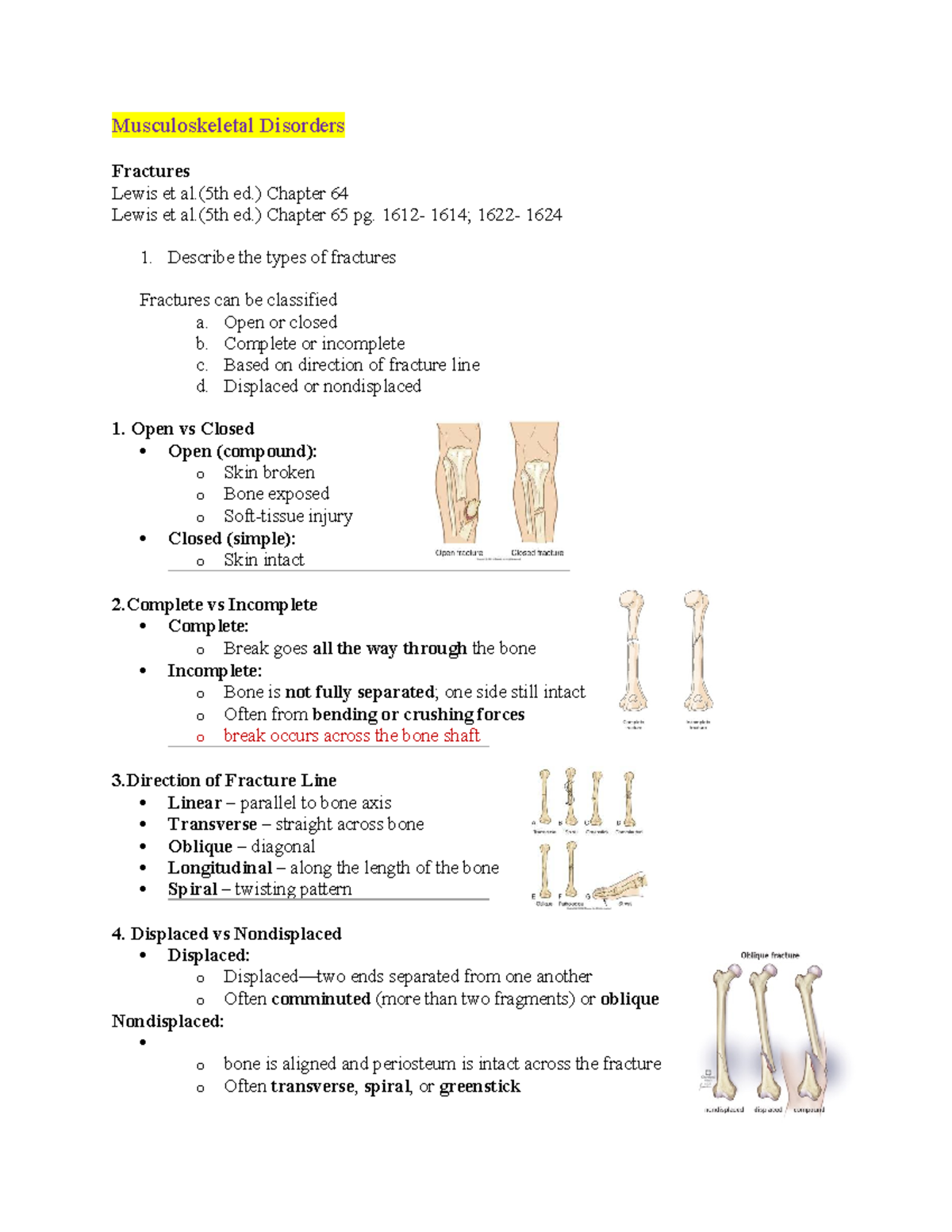 Musculoskeletal Disorders: Fractures and Arthritis Overview (Lewis et ...