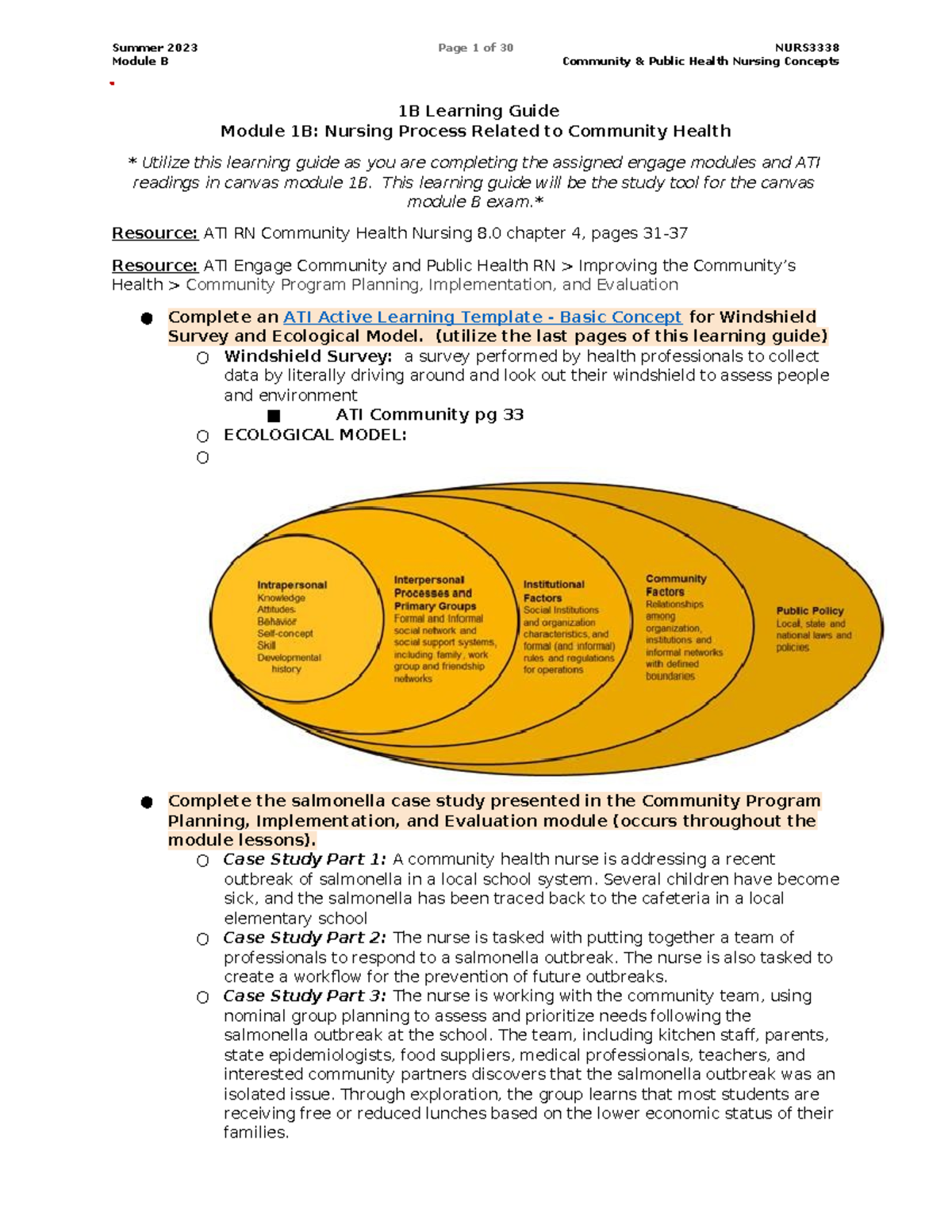 **TT Community & Public Health Nursing: Module B Study Guide** - Studocu