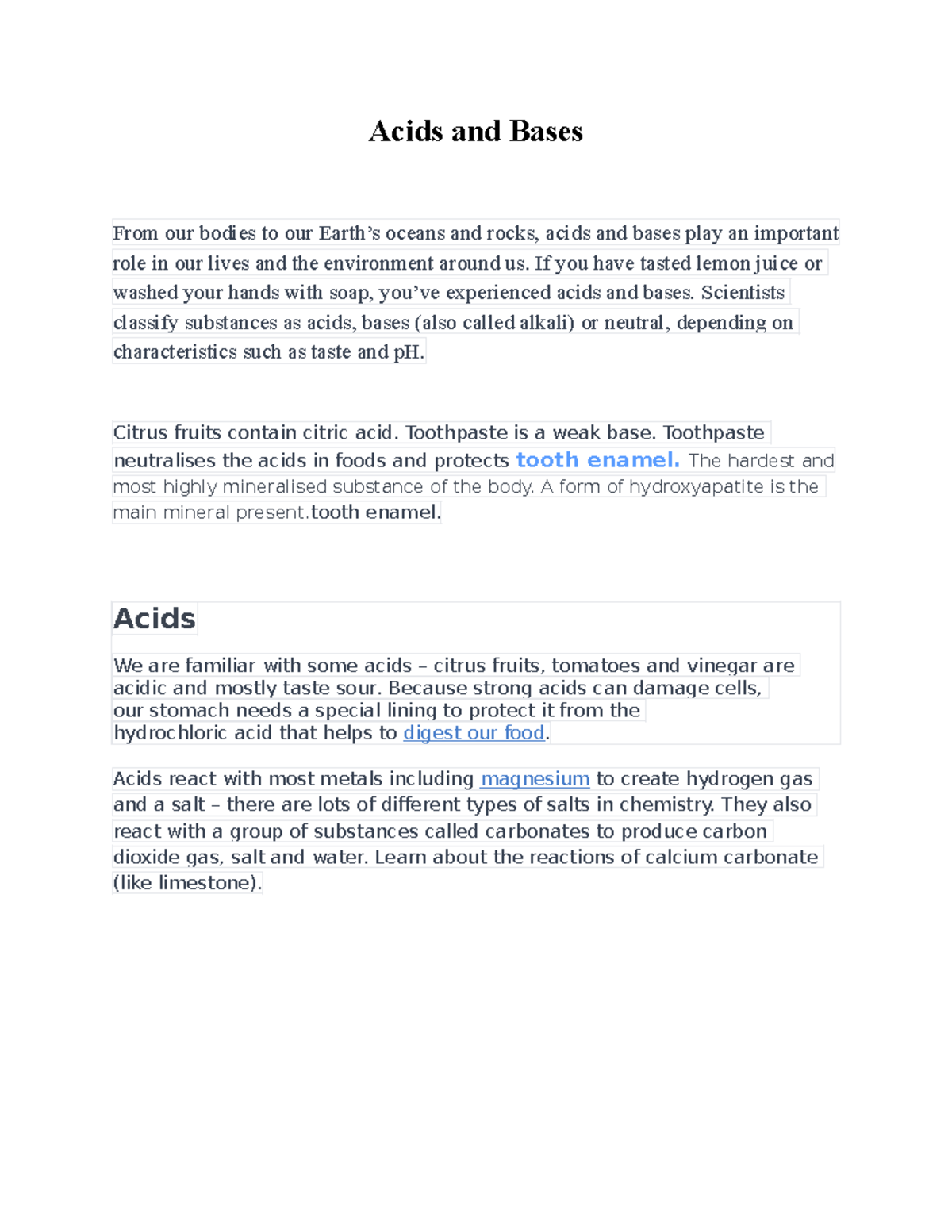 Acids and Bases: Their Role in Our Lives and Environment - Studocu
