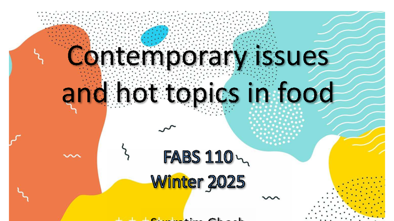 Hot Topics in Food: Organic Foods FABS 110 Class Notes 2025 - Studocu