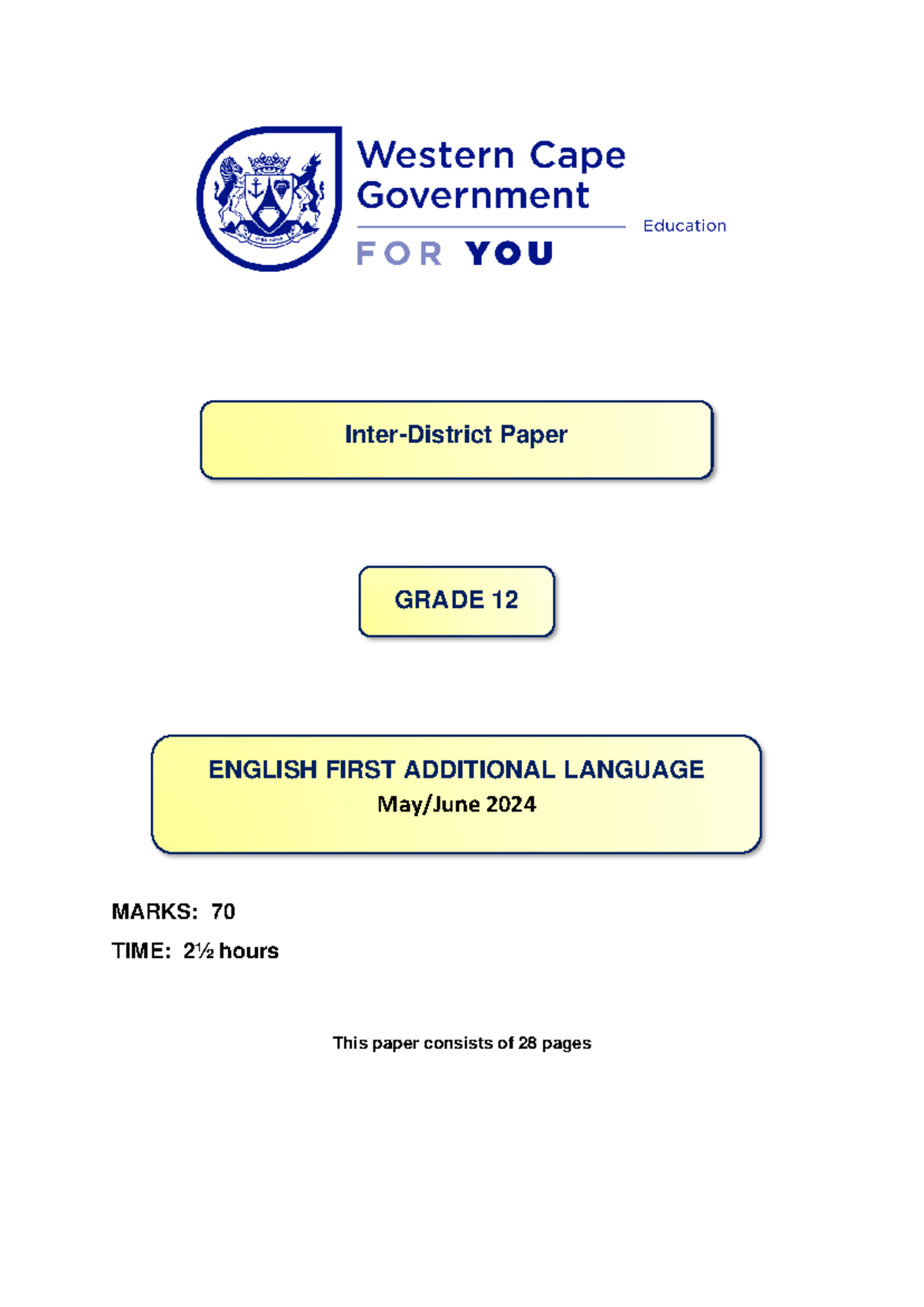 QP English FAL P2 June 2024 (Modified) - Final Exam Paper - Studocu