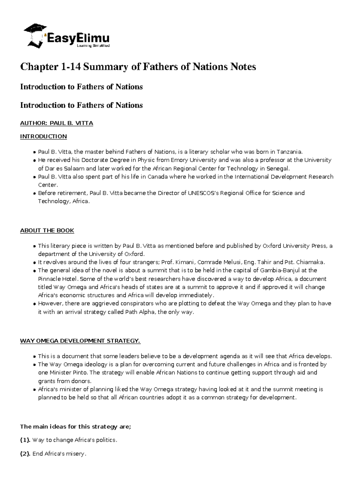 Chapter 1-14 Summary Notes for Fathers of Nations (ENG 102) - Studocu