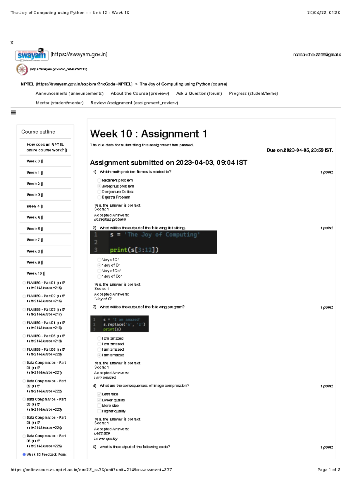 The Joy of Computing using Python - Unit 12 - Week 10 - - Studocu