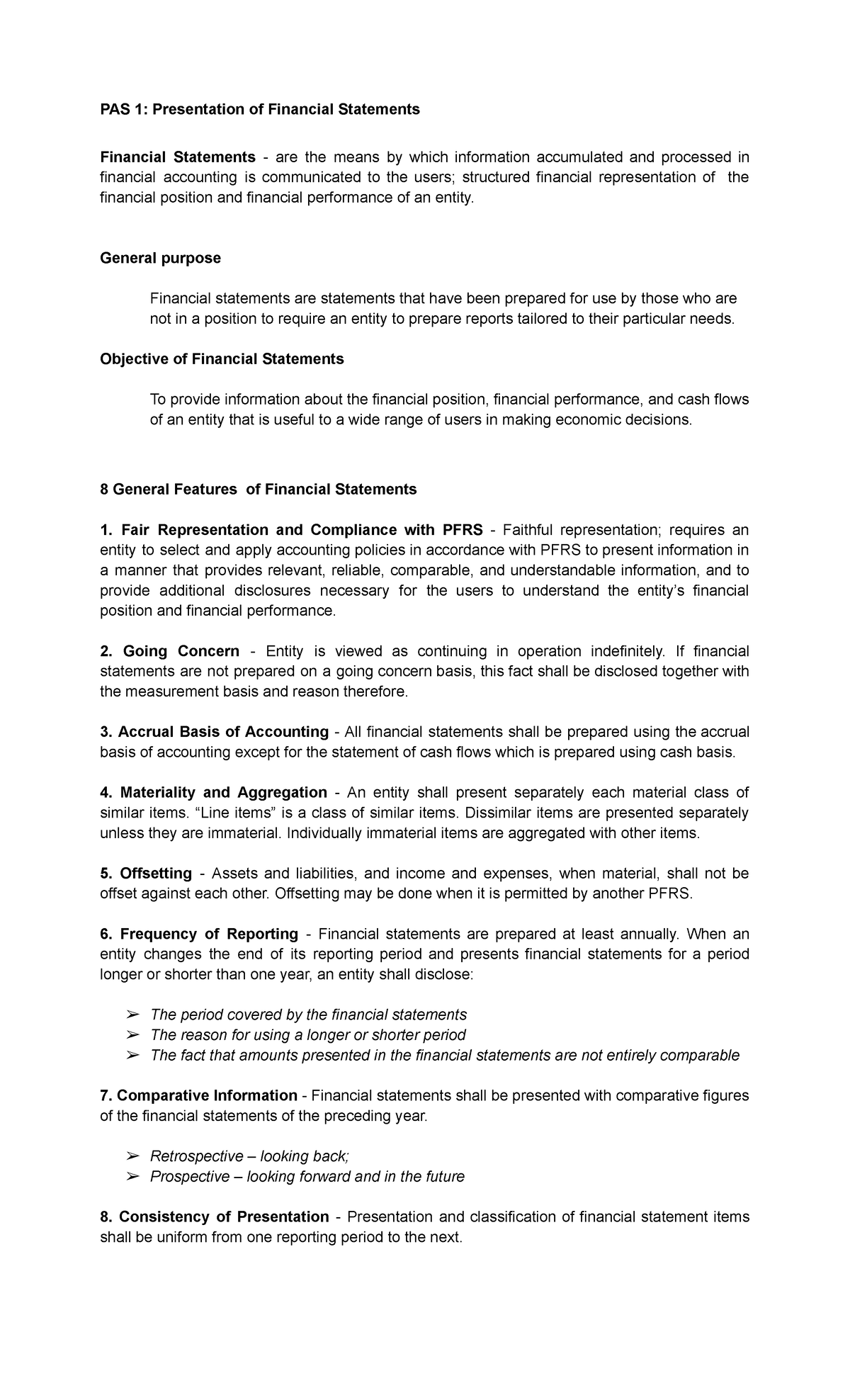 Financial Statements Overview and Key Features (PAS) - Studocu