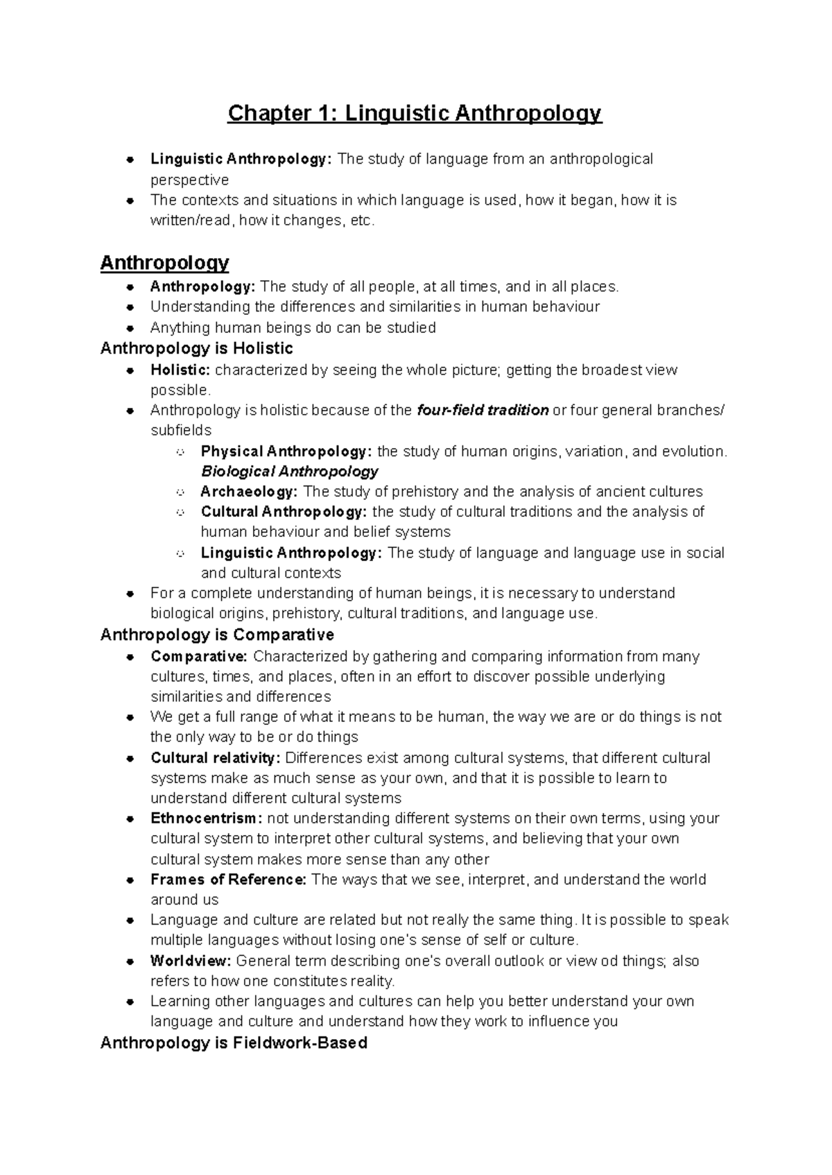 Linguistic Anthropology Overview - LING 2102 Chapter 1 Notes - Studocu