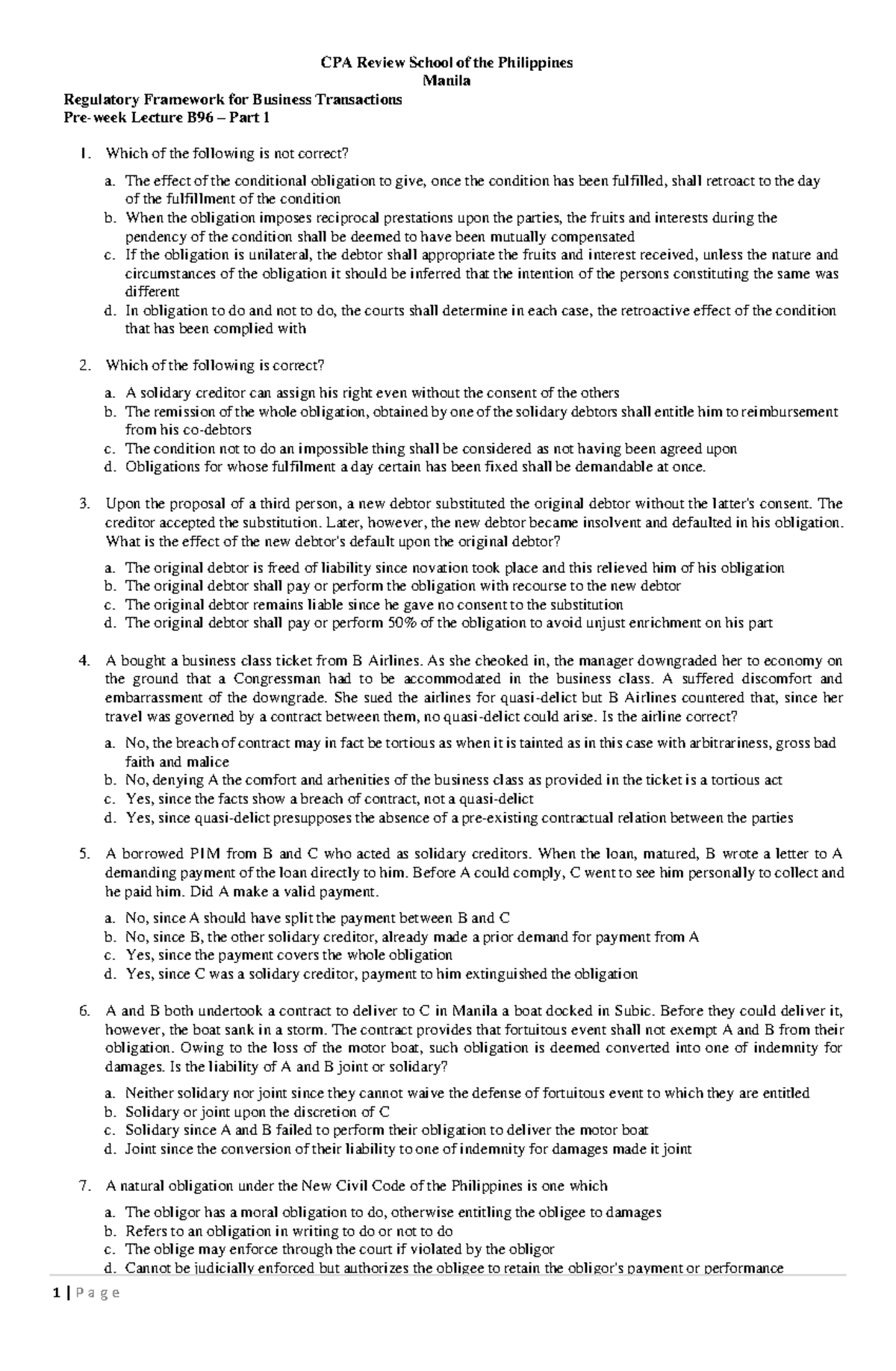 RFBT B96 Preweek Lecture Part 1 - Overview and Exam Review - Studocu