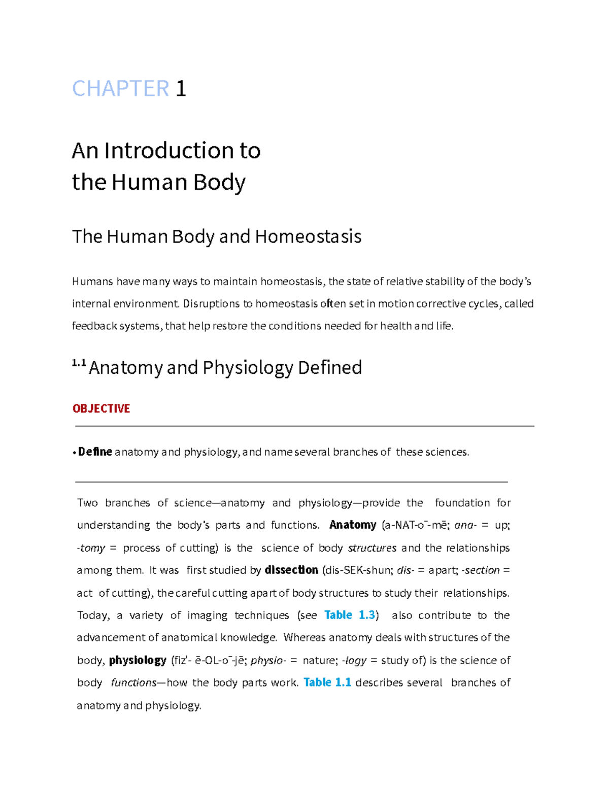 Chapter 1 - Intro to Human Body (Anaphy) and Homeostasis Stability ...