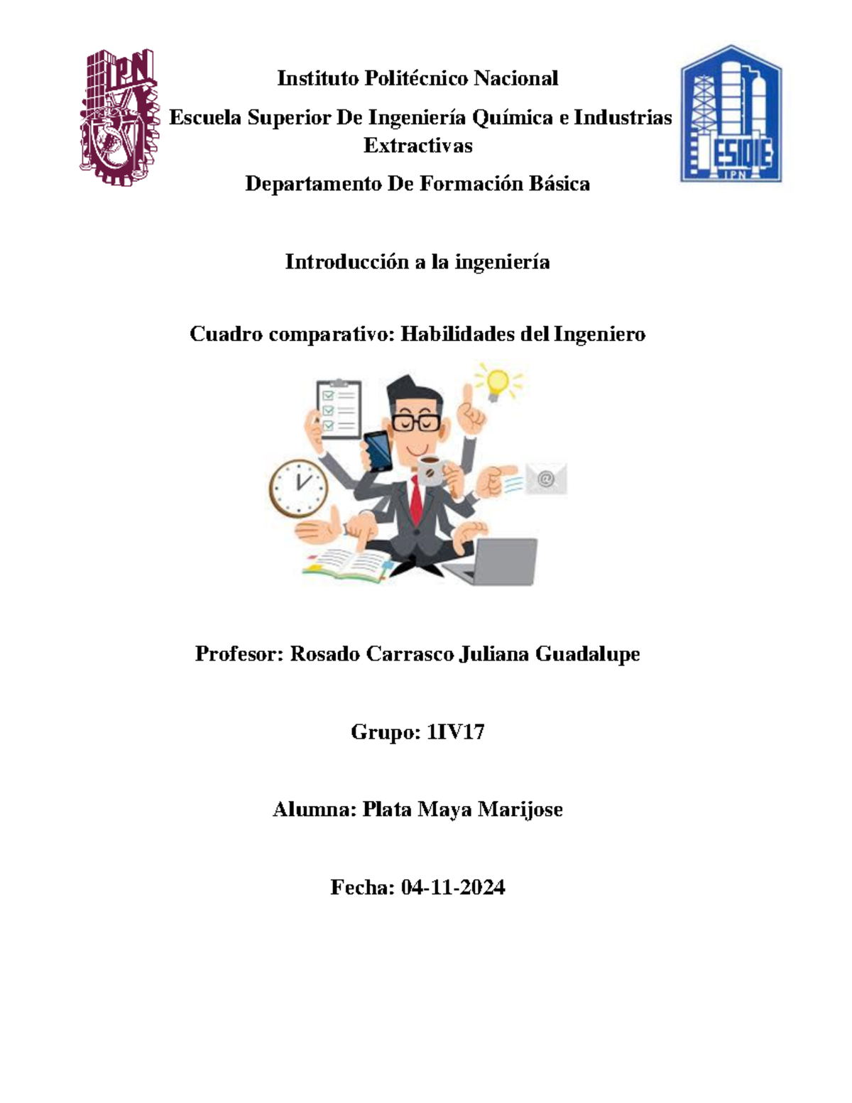 Cuadro Comparativo de Habilidades del Ingeniero - 1IV - Studocu