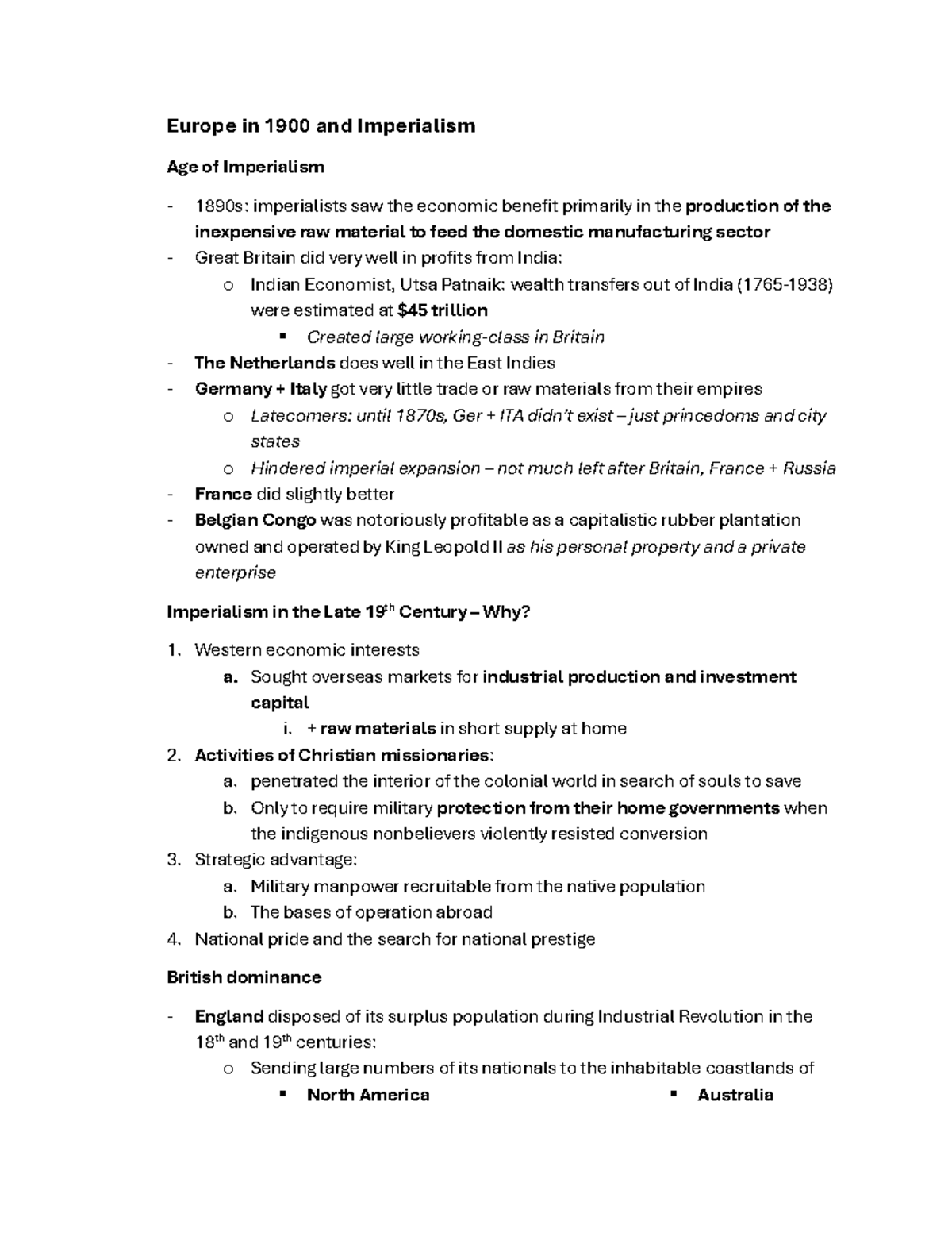 HI109 (2) Week 2 - The Age of Imperialism in Europe (1890s-1900) - Studocu