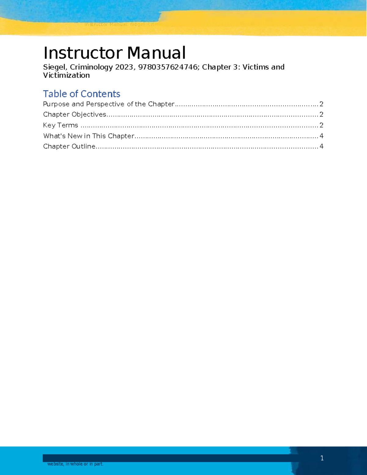 Instructor Manual: Siegel, Criminology 8e, Chapter 3 - Victims ...
