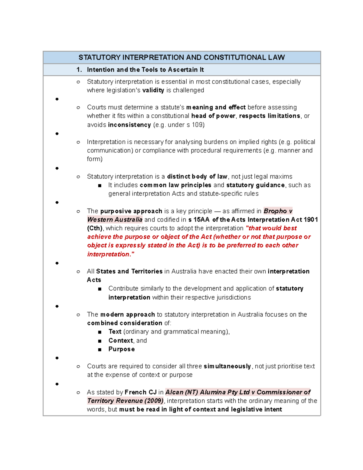 STAT 101: Statutory Interpretation & Constitutional Law Overview - Studocu