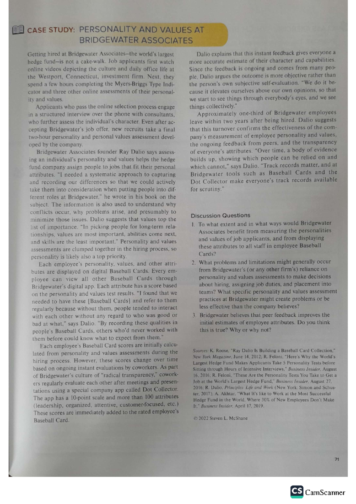 Case Study: Analyzing Personality and Values at Bridgewater Associates ...