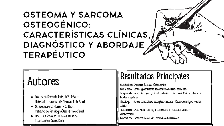 OSTEOMA Y SARCOMA OSTEOGÉNICO: CARACTERÍSTICAS Y MANEJO CLÍNICO - Studocu