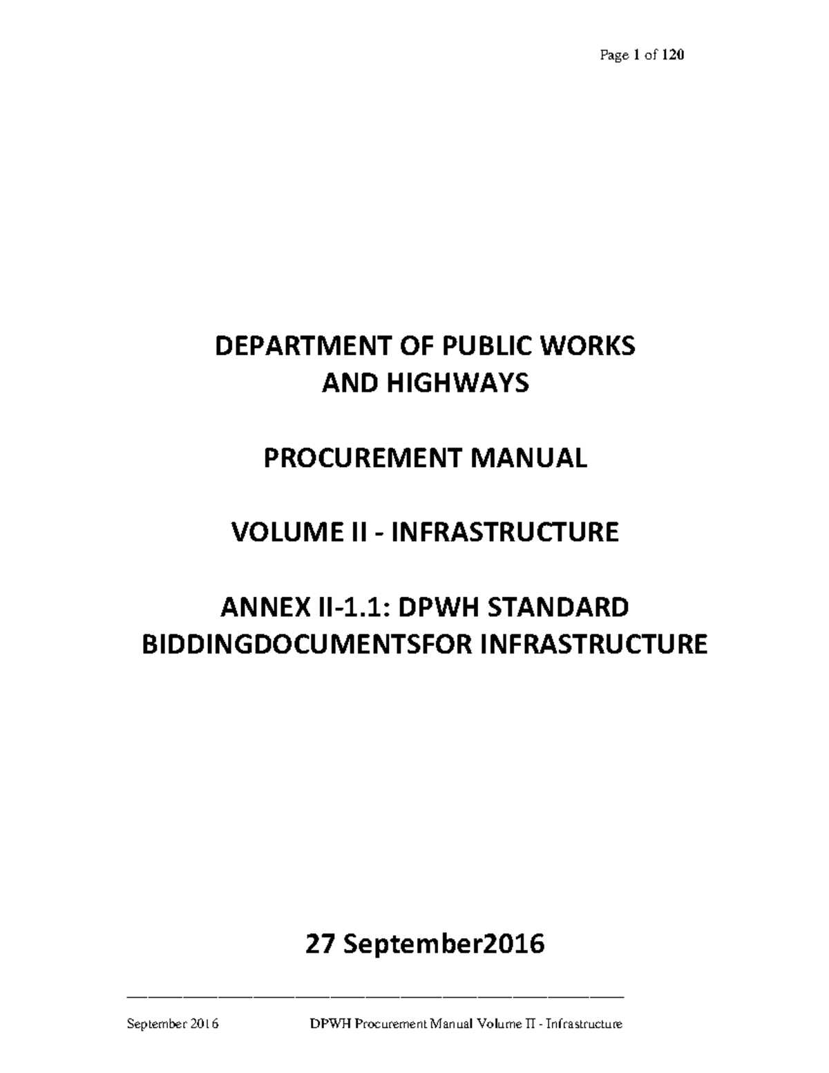DPWH PM2016 - Infrastructure Procurement Manual Volume II Overview ...