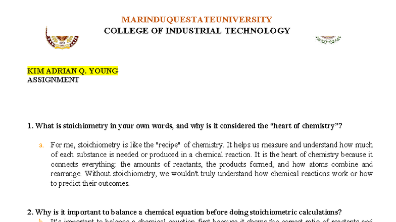 CIT 101: Understanding Stoichiometry and Its Importance in Chemistry ...