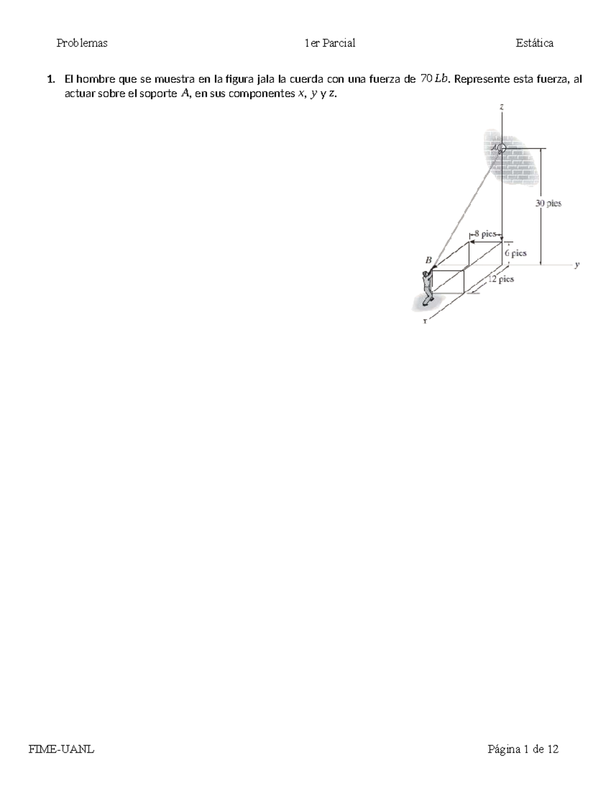 Problemas 1P Estática 1er Parcial - Análisis de Fuerzas y Momentos ...