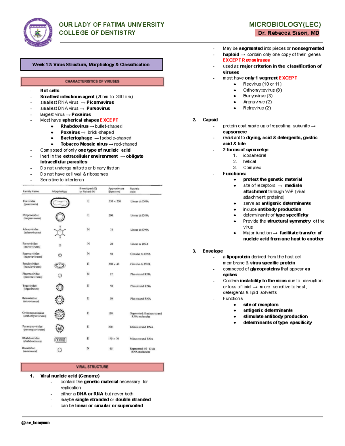 Microbiology (LEC) Finals Review: Virus Structure & Classification ...