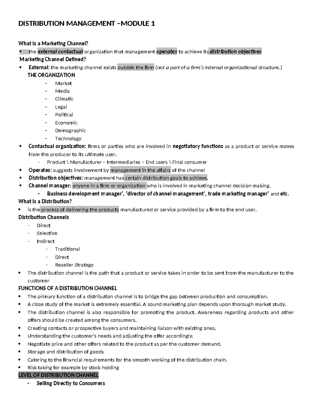Distribution- Management - DISTRIBUTION MANAGEMENT –MODULE 1 What is a ...