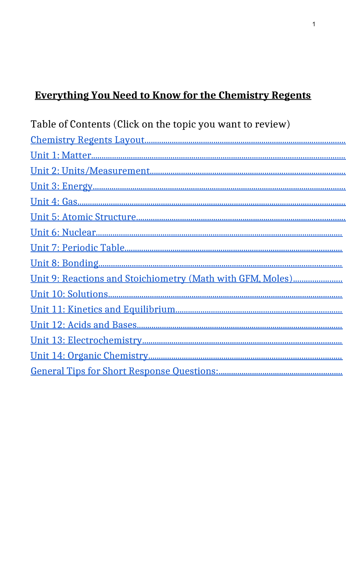 Chemistry Regents Comprehensive Review Notes for Exam Preparation - Studocu