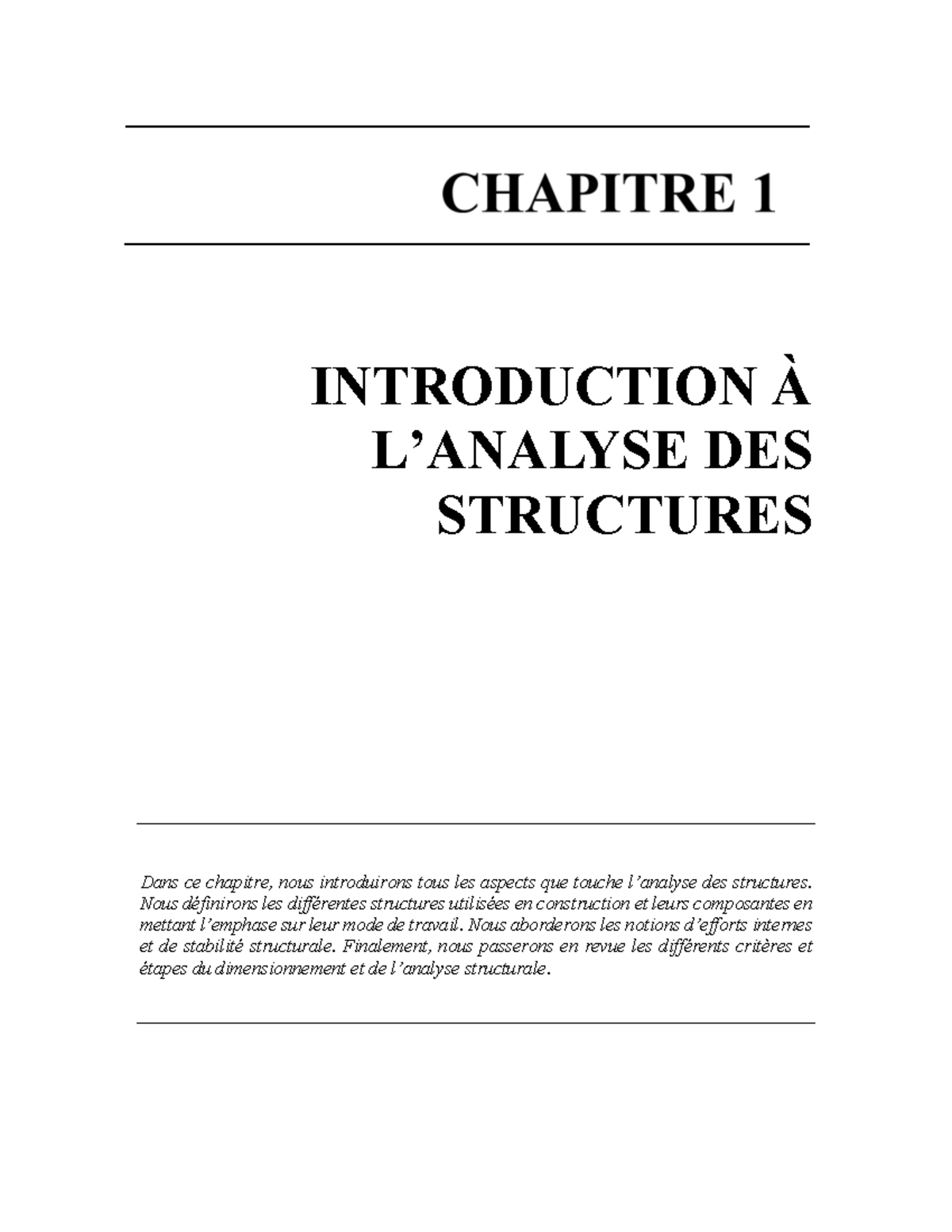 Chapitre 1 : Introduction aux Structures et Dimensionnement (CST101) - Studocu