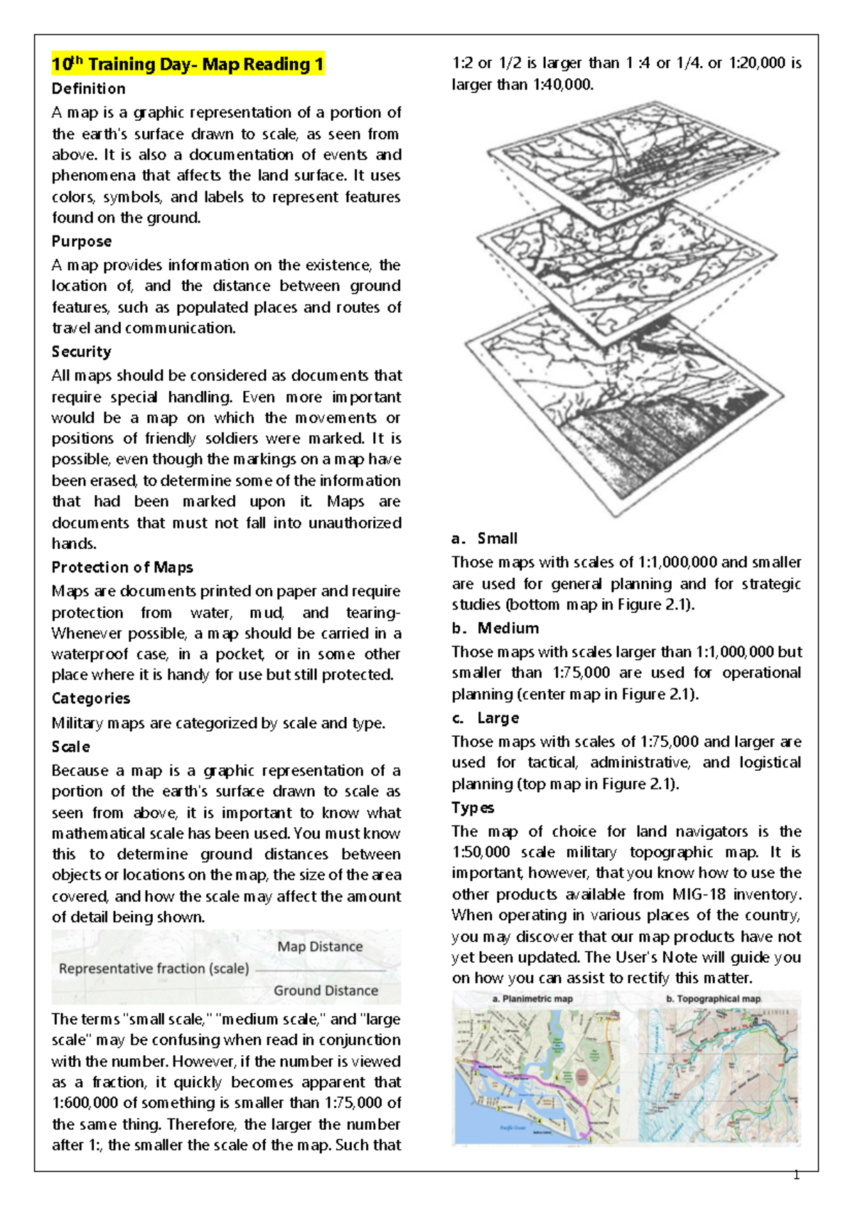 ROTC- Reviewer- Finals - 10 th Training Day- Map Reading 1 Definition A ...