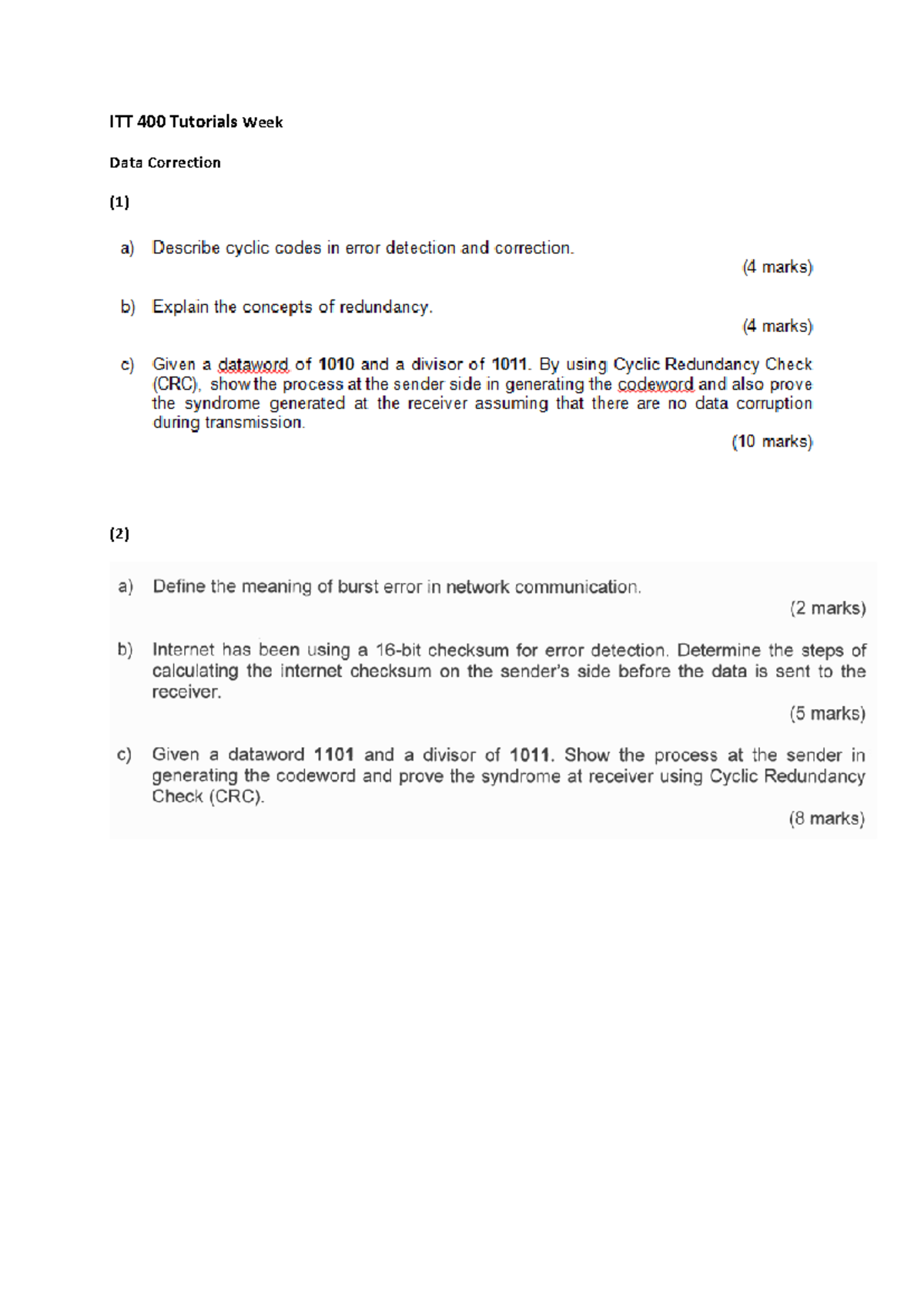 ITT 400 Tutorial Notes: Chapter 6 Data Correction Overview - Studocu