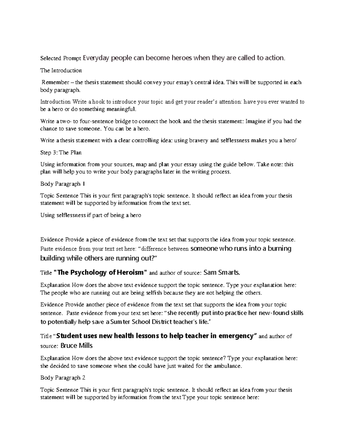 Organize to Inform Assessment - Selected Prompt Everyday people can ...
