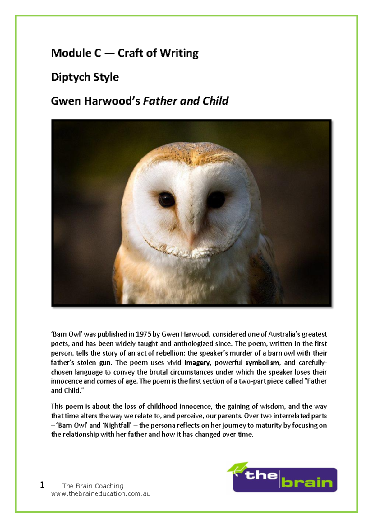 Gwen Harwood's 'Father and Child' Analysis: Key Concepts & Themes - Studocu