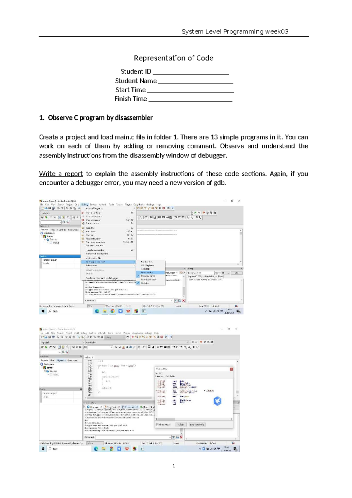 System Level Programming (CS101) Lab 3: Code Representation & Disassembly - Studocu
