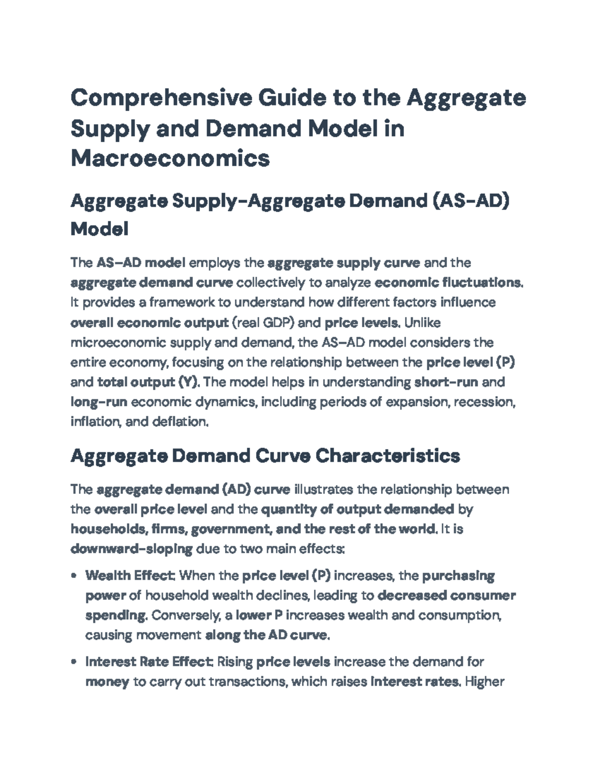 Comprehensive Overview of the AS-AD Model in Macroeconomics (ECO 101 ...