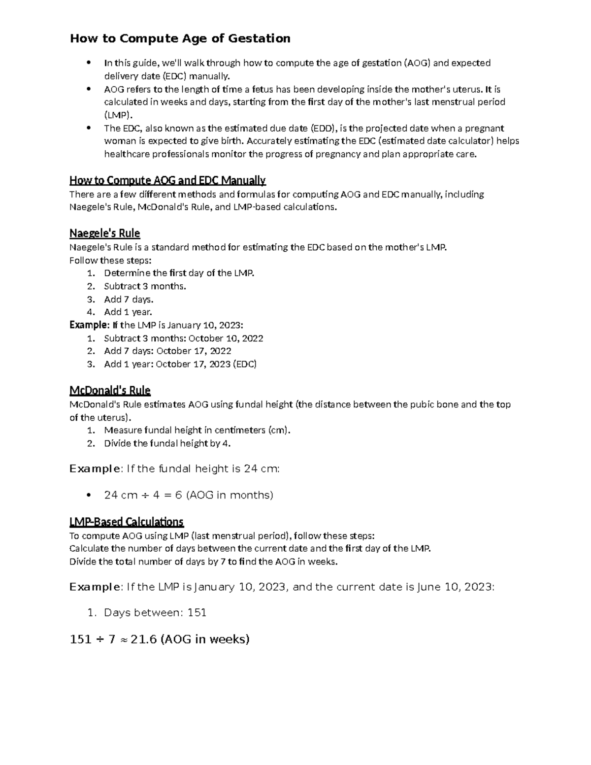 How to Calculate AOG and EDC: A Comprehensive Guide - Studocu